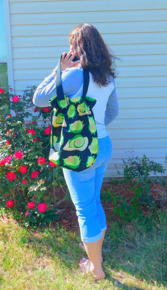 Avo-Gato Handmade Drawstring Tote Bag – Erika Pellot Handmade Creations